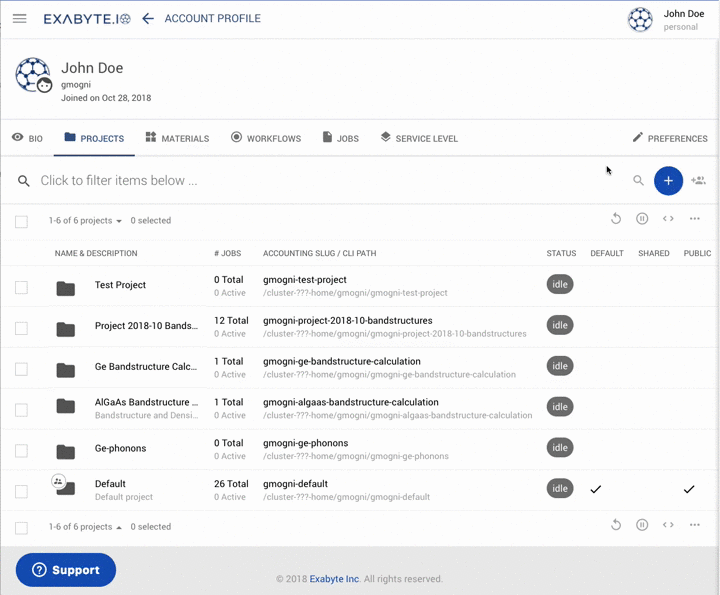 Projects > Create / Delete - Mat3ra Documentation