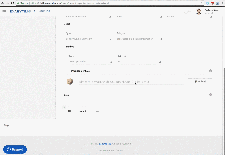 Upload pseudopotential - Platform Documentation